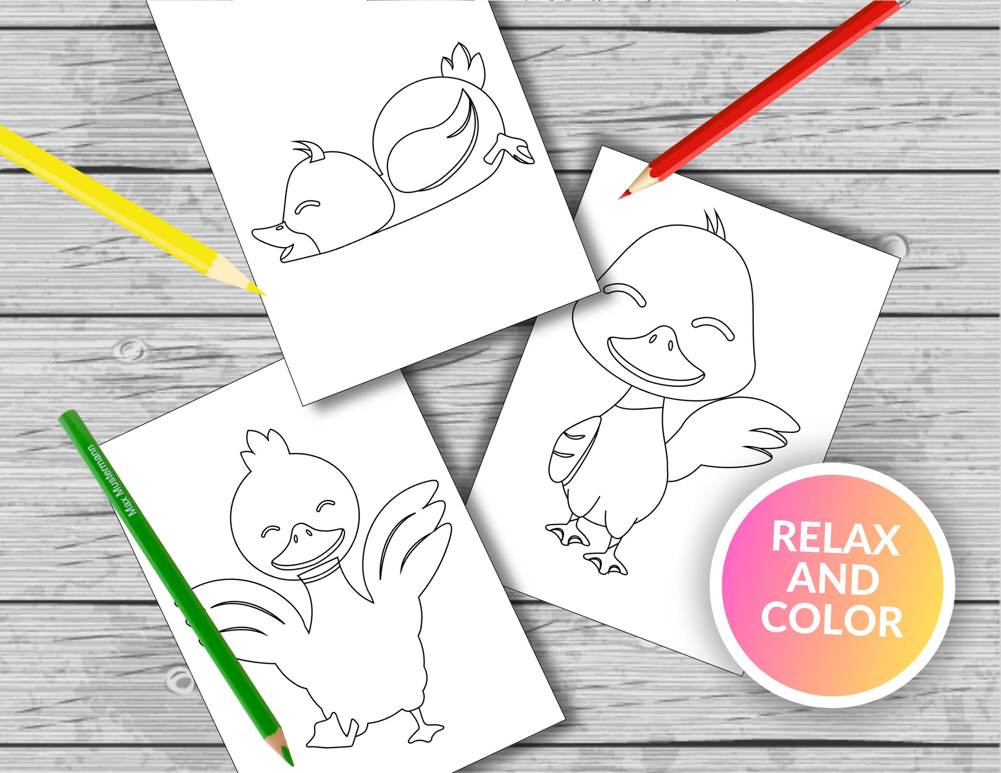 14 Cute Duckling Printable Coloring Pages, Cute Ducks Coloring Book ...