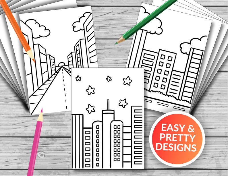 10 Cute City Printable Coloring Pages, City Coloring Book, Fun at Home ...