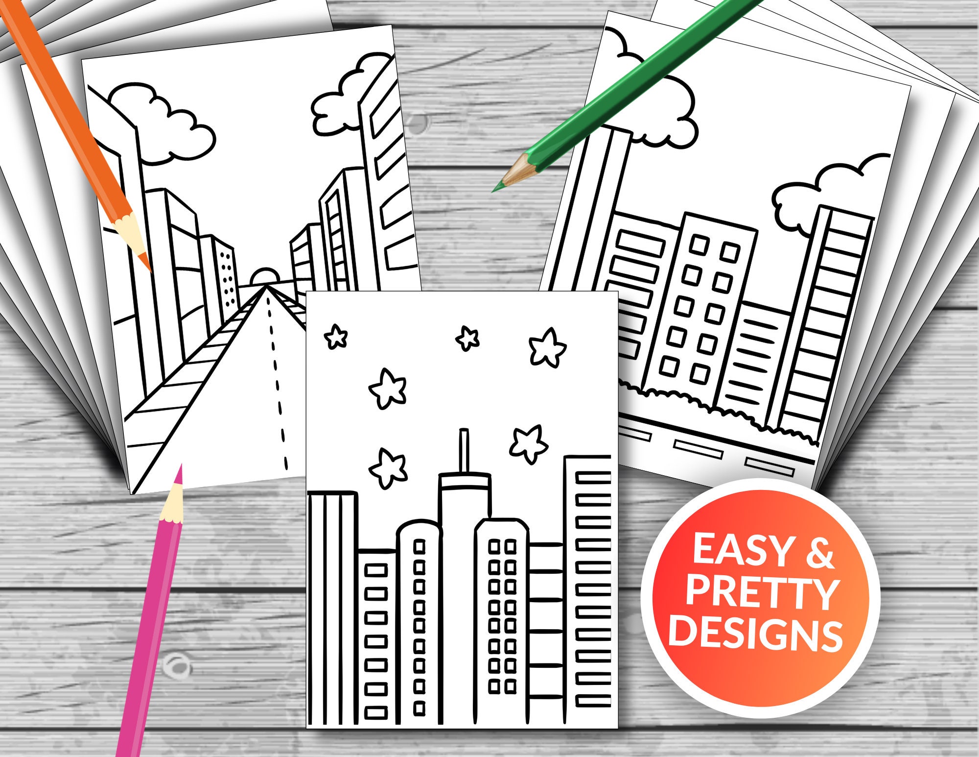 10 Cute City Printable Coloring Pages, City Coloring Book, Fun at Home ...
