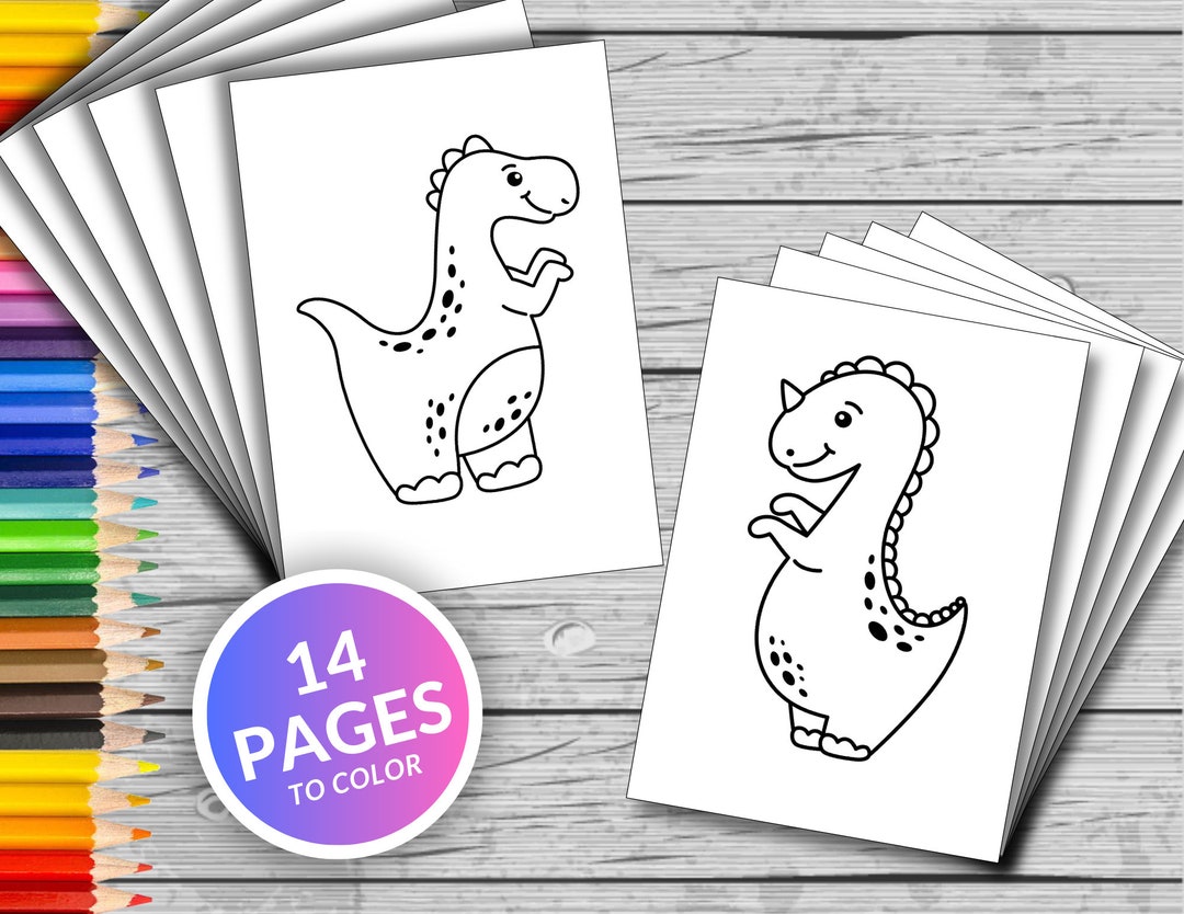 14 Funny Dinosor Printable Coloring Pages, Cute Dinosor Coloring Book ...