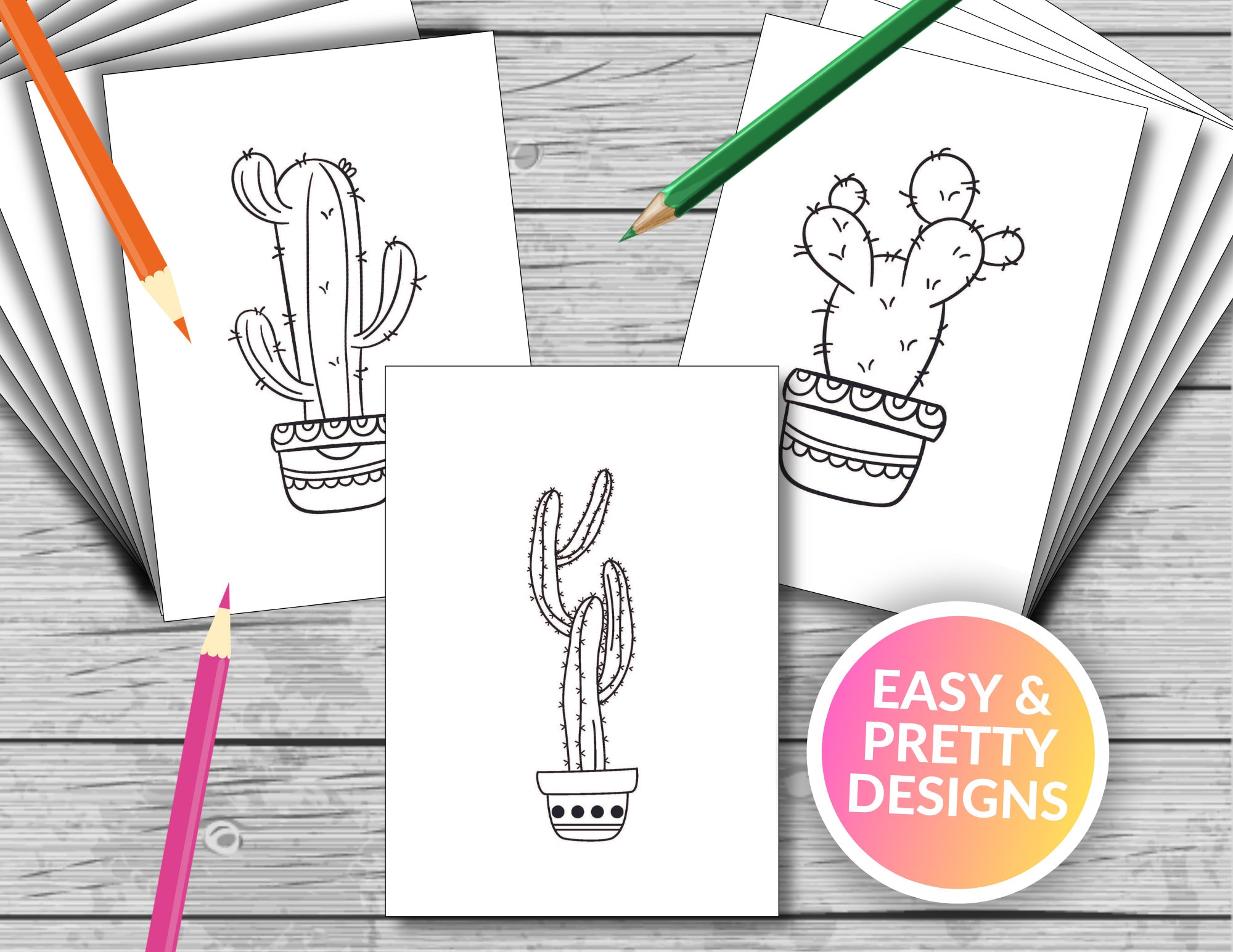 29 Cute Cacti Printable Coloring Pages, Cute Cacti Coloring Book, Fun ...