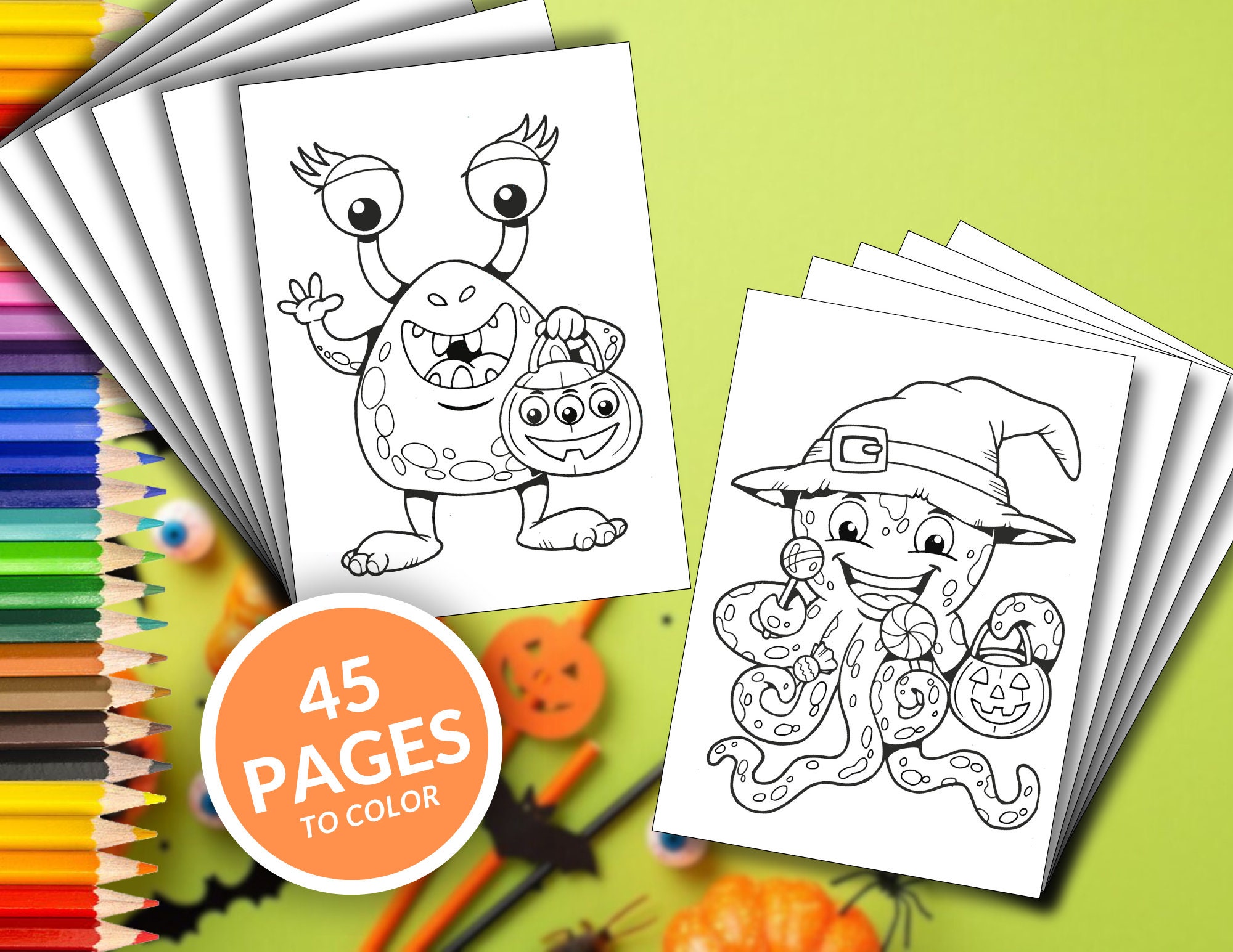 Pumpkin Pals Printable Coloring Pages, Halloween Coloring Book, Pumpkin ...