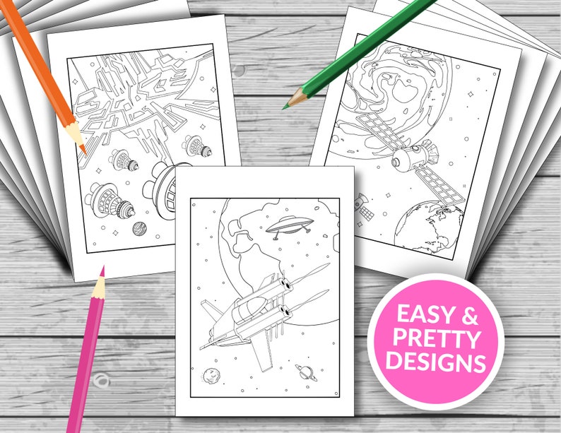 15 Space Printable Coloring Pages, Space Coloring Book, Fun at Home ...