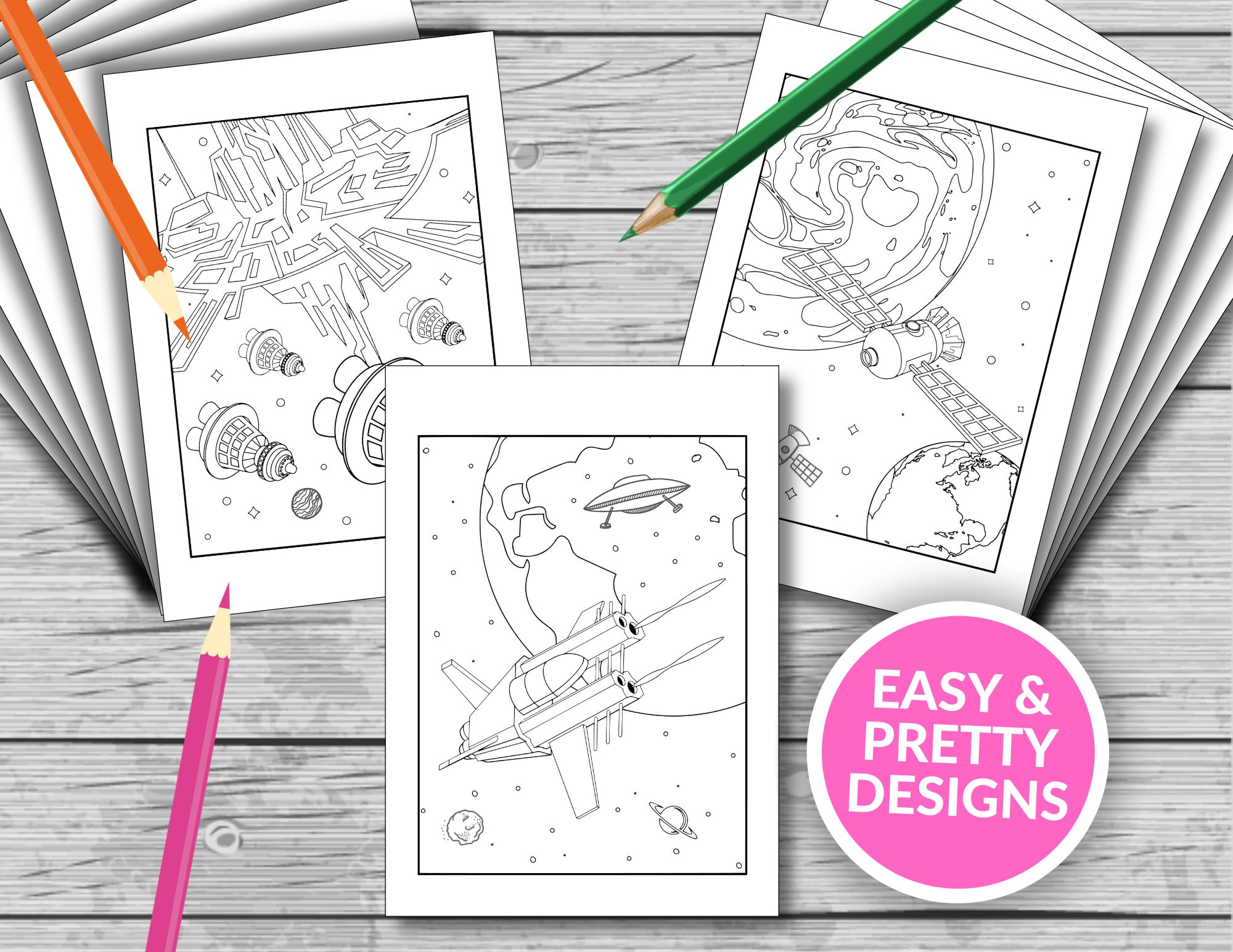 15 Space Printable Coloring Pages, Space Coloring Book, Fun at Home ...