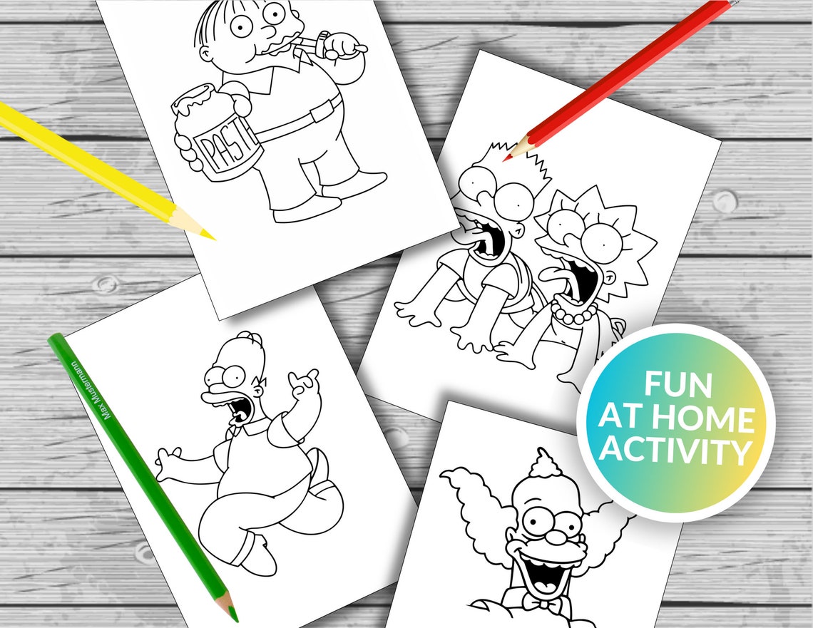 The Simpsons Coloring Book: 70 Fun Printable Pages (digital Download ...