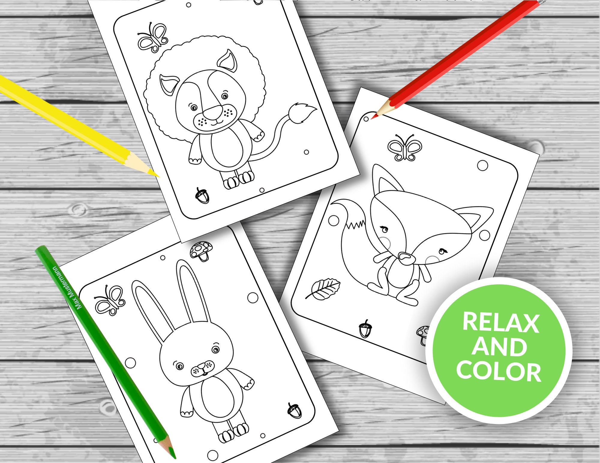20 Funny Animals Printable Coloring Pages, Baby Animals Coloring Book ...