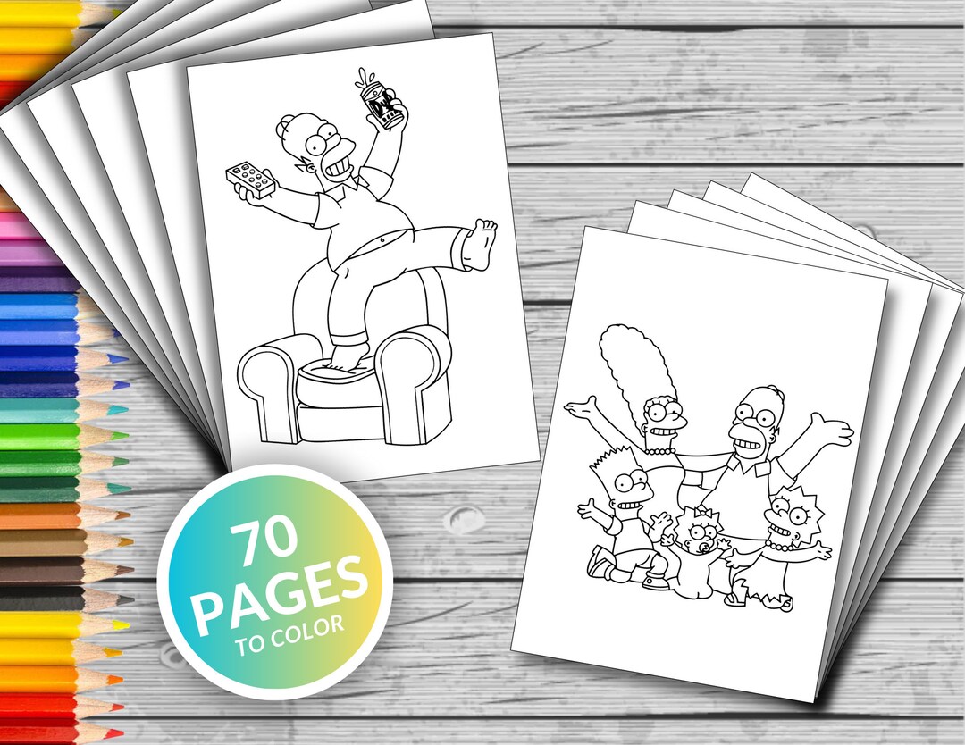 The Simpsons Coloring Book: 70 Fun Printable Pages (digital Download ...