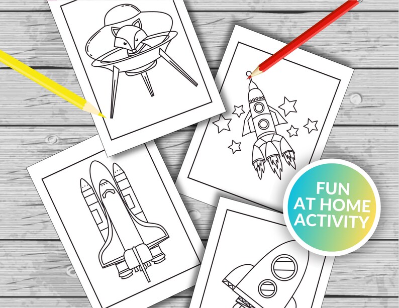 20 Space Printable Coloring Pages, Space Coloring Book, Fun at Home ...