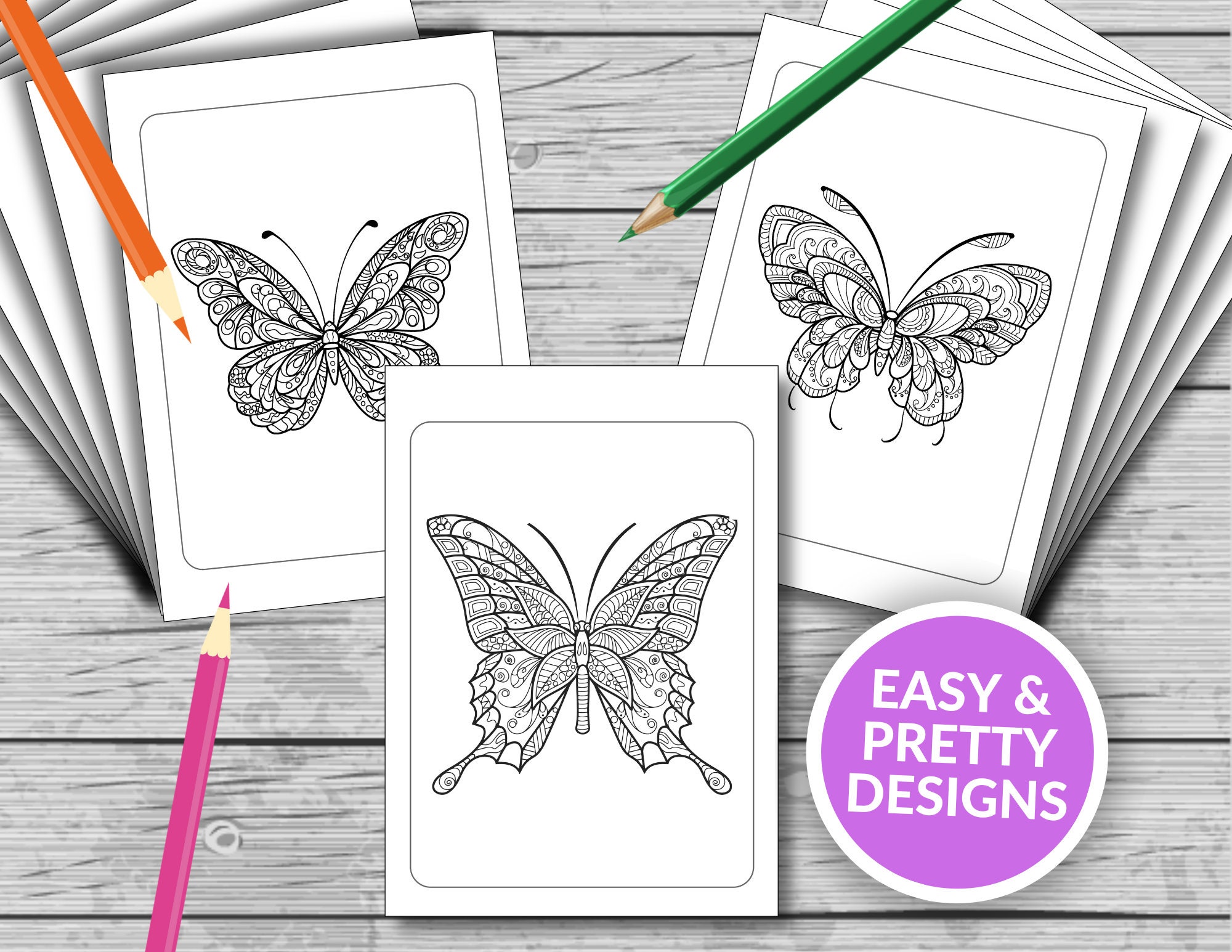 20 Butterfly Printable Coloring Pages, Butterfly Coloring Book, Fun at ...