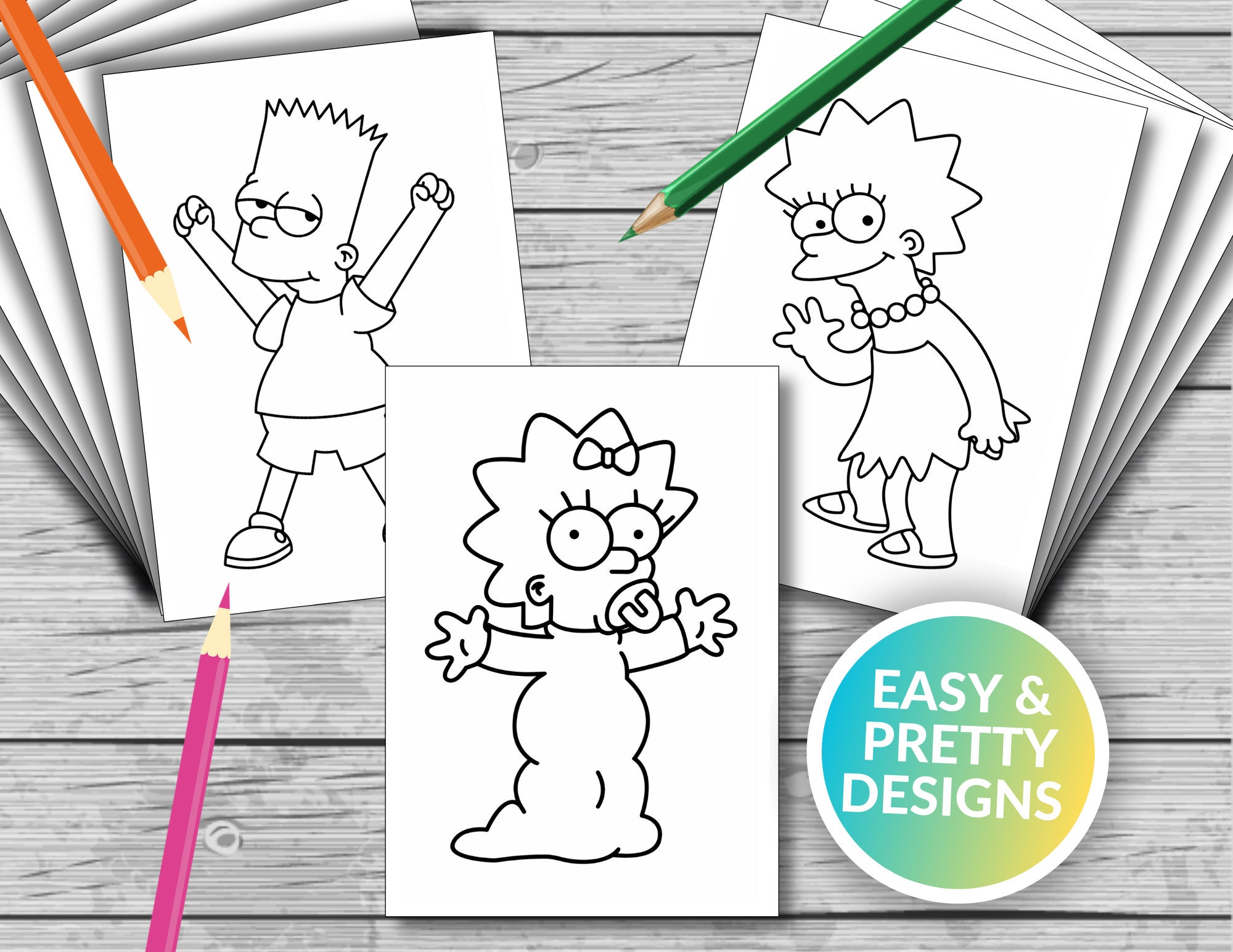 The Simpsons Coloring Book: 70 Fun Printable Pages (digital Download ...
