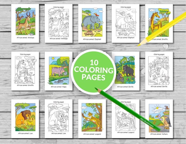10 African Animals Printable Coloring Pages, African Animals Coloring ...
