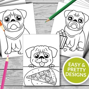 10 Cute Pug Printable Coloring Pages, Cute Dogs Coloring Book, Fun at ...
