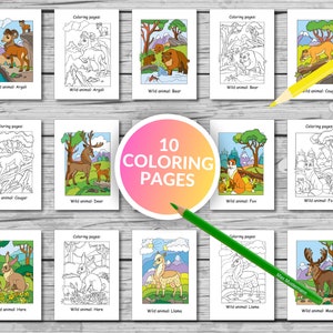 10 Wild Animals Printable Coloring Pages, Wild Animals Coloring Book ...