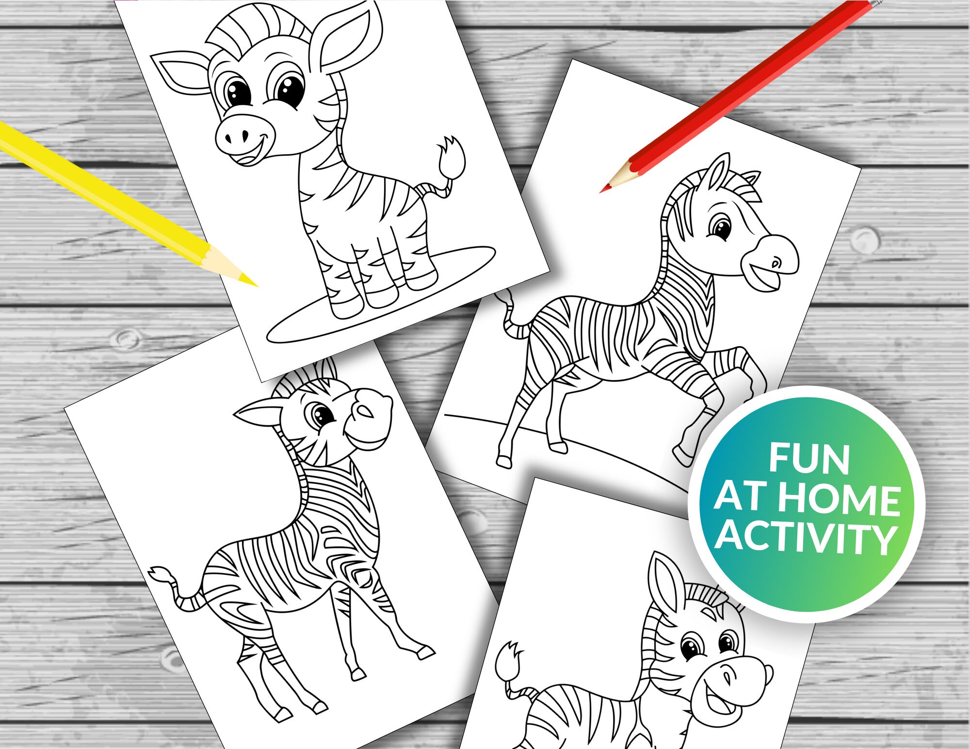 10 Cute Zebra Printable Coloring Pages, Cute Zebra Coloring Book, Fun ...