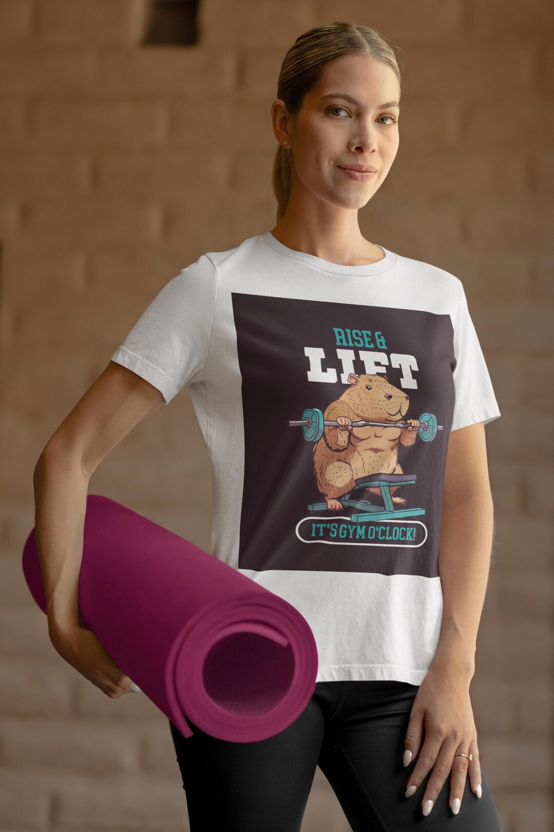 Capybara Lifting T-shirt Cute & Strong Animal Workout Tee Fun Fitness ...