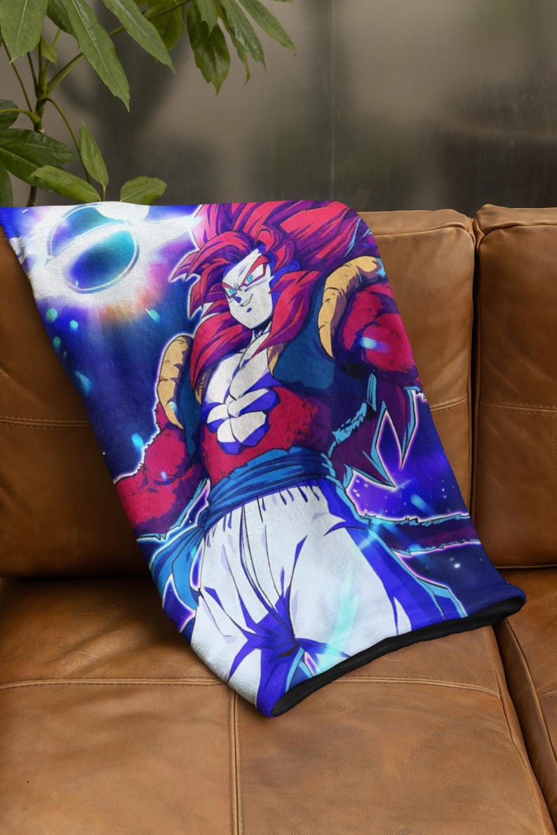 Fan Art DB Gogeta SS4 Fusion Throw, Gift for Anime Fans, Cozy Plush ...
