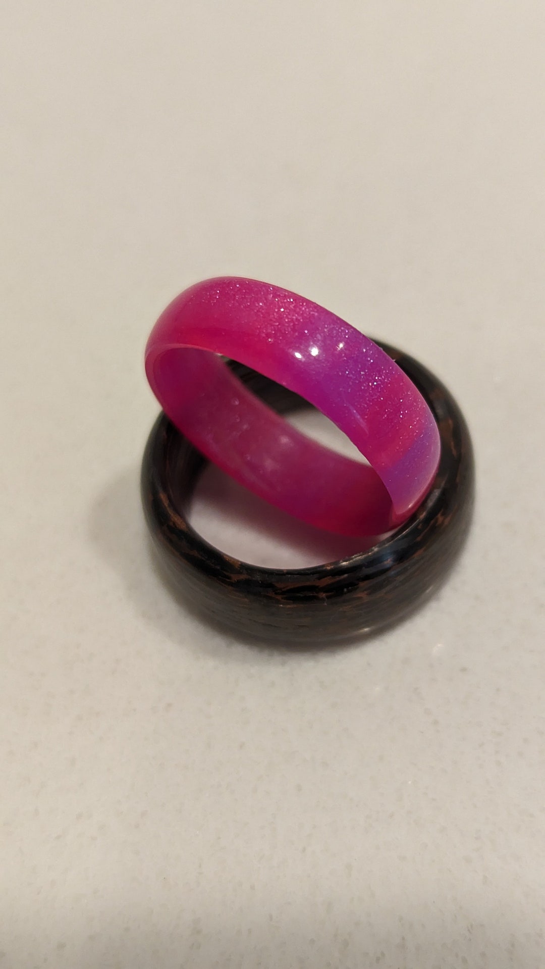 Pink Resin Diamond Dust Ring - Etsy