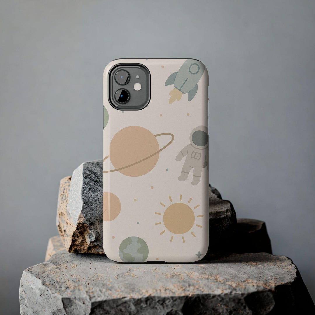 Cute Astronaut Rocket Planet Design Phone Case, Space Theme Soft Color ...