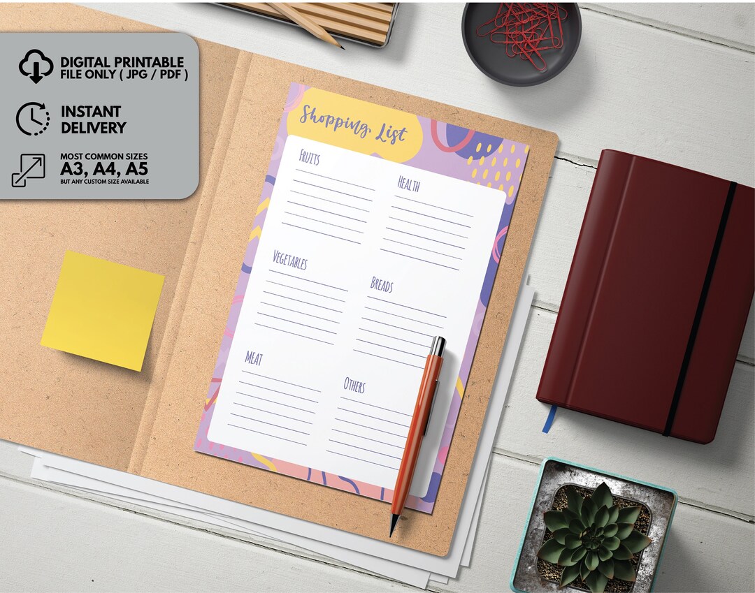 Printable Shopping List, Grocery List Template, Meal Planner, Daily ...