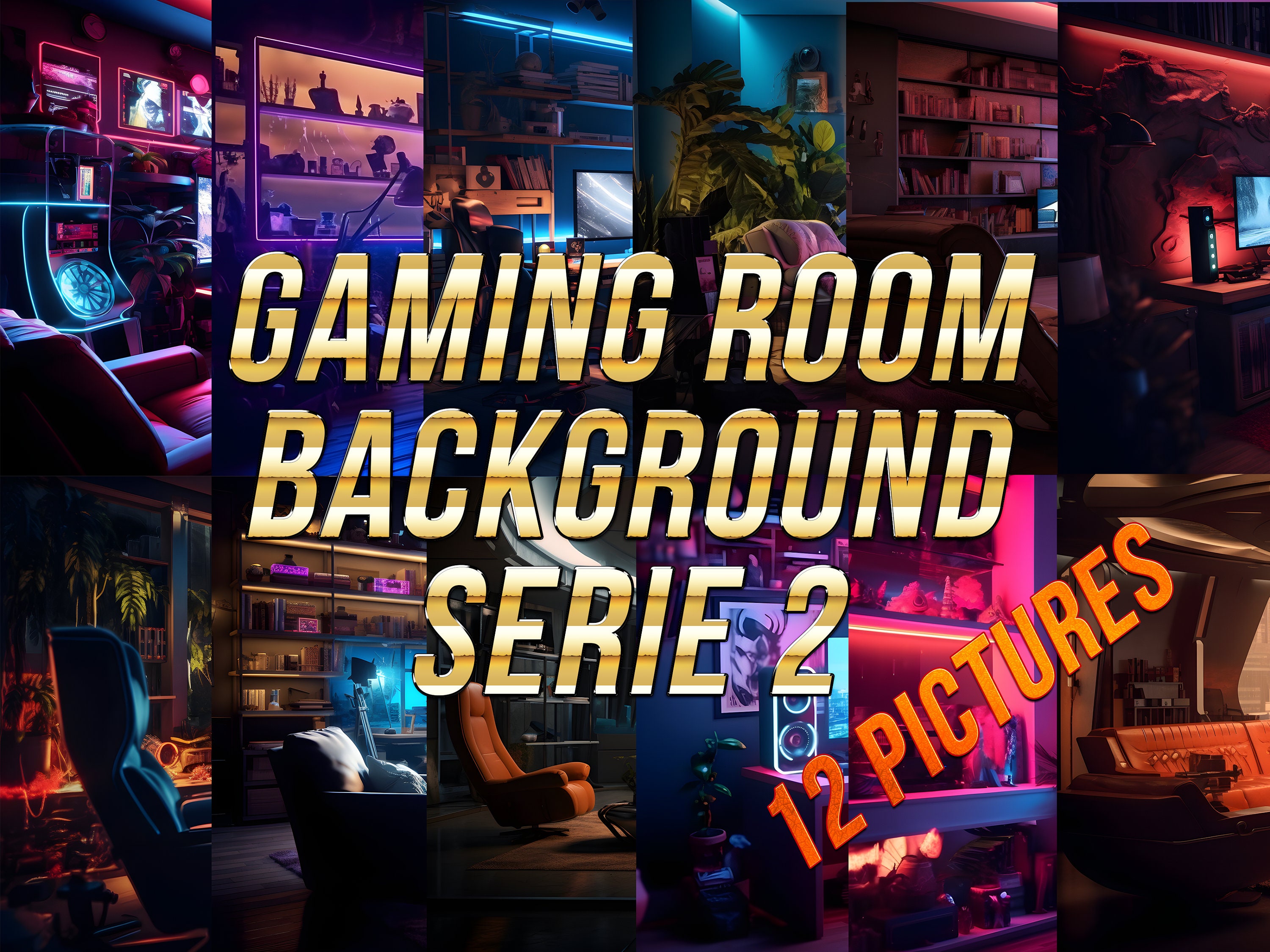 Pack of 12 Digital Gaming Room Backgrounds Serie 2 - Ideal for Video ...