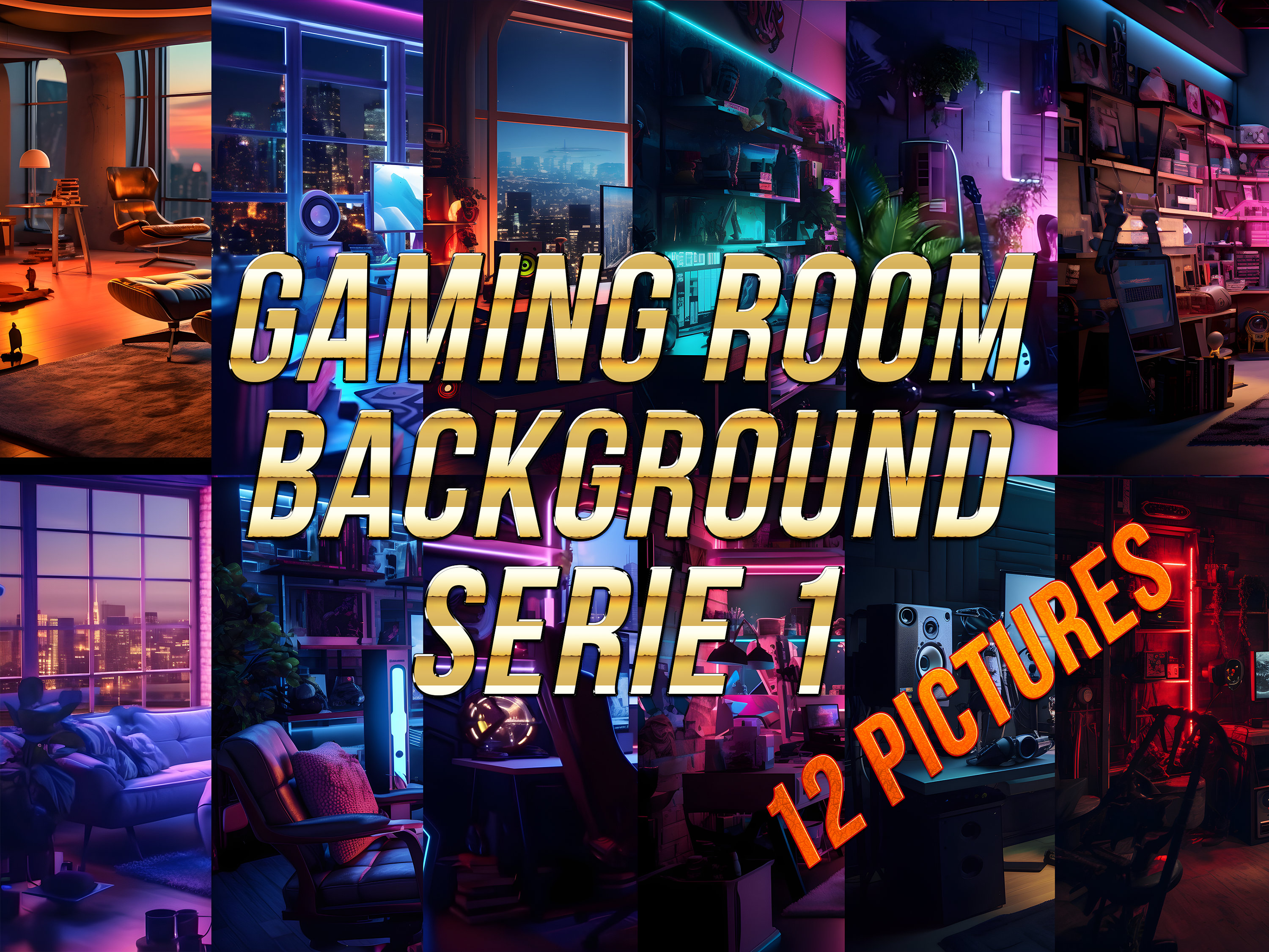 Pack of 12 Digital Gaming Room Backgrounds Serie 1 - Ideal for Video ...