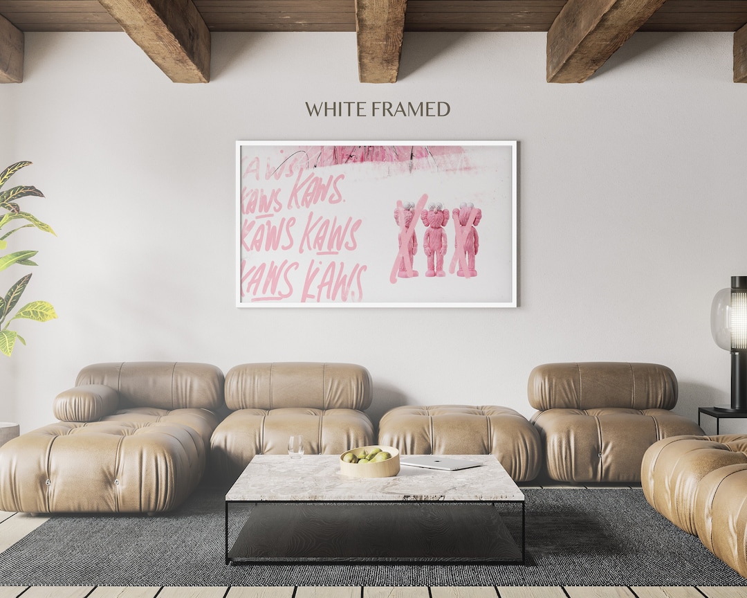Horizontal White and Pink Kaws Poster, Motivational Wall Art, ,designer ...