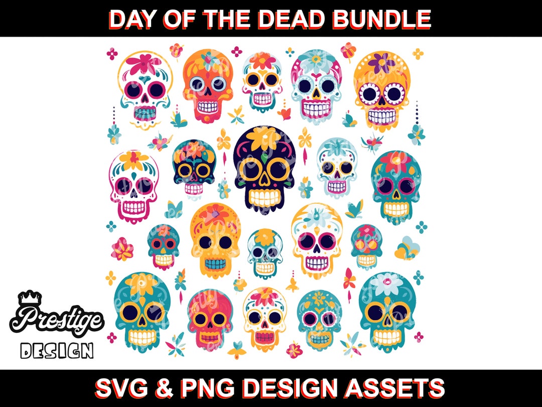 Dia De Los Muertos Skulls Design Bundle for Sublimation and - Etsy