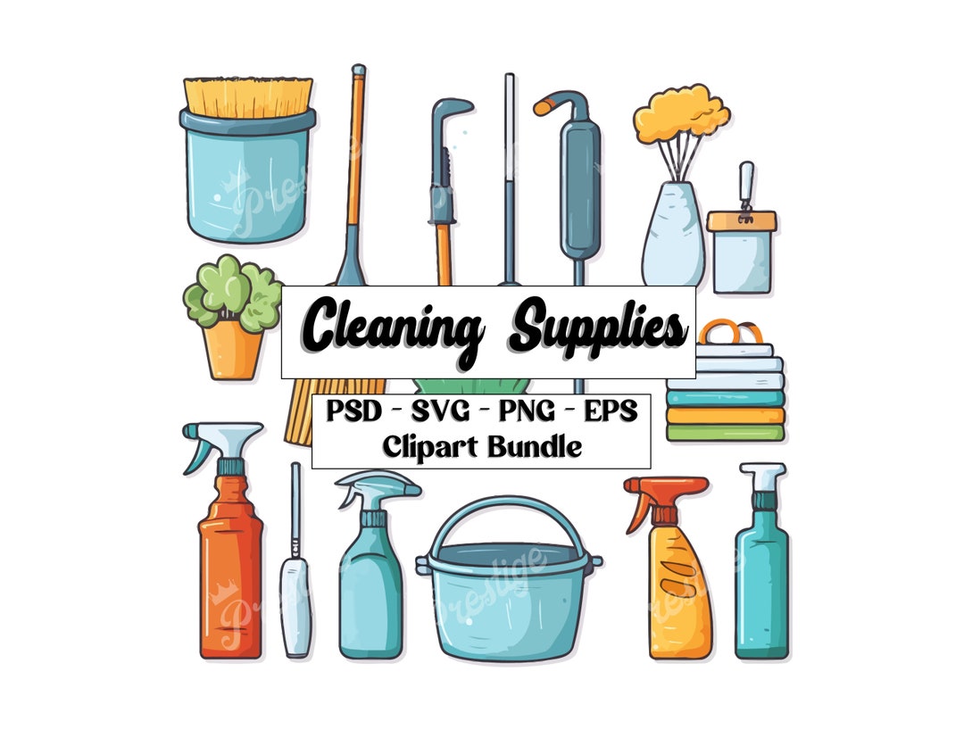 Cleaning Supplies Clipart Design Bundle for Sublimation and Crafts - Etsy