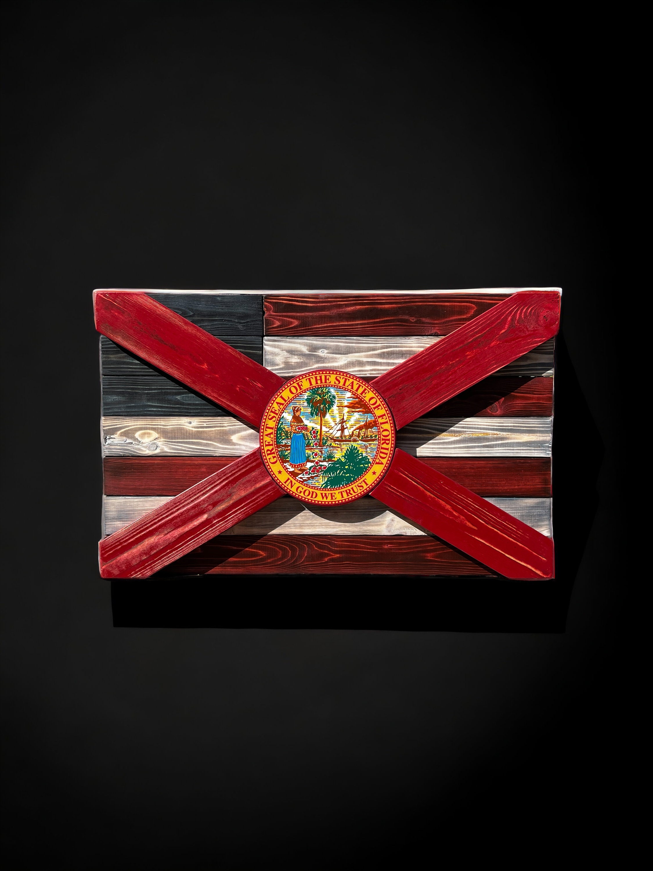 Florica Solid Wood Florida/american Flag - Etsy
