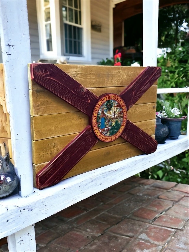 Tallahassee Solid Wood Florida Flag - Etsy