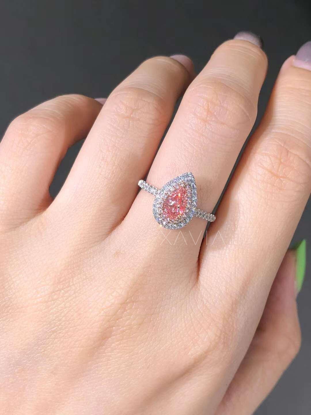 Pear Diamond Ring, Pink Diamond Wedding Ring, Pink Diamond Engagement ...