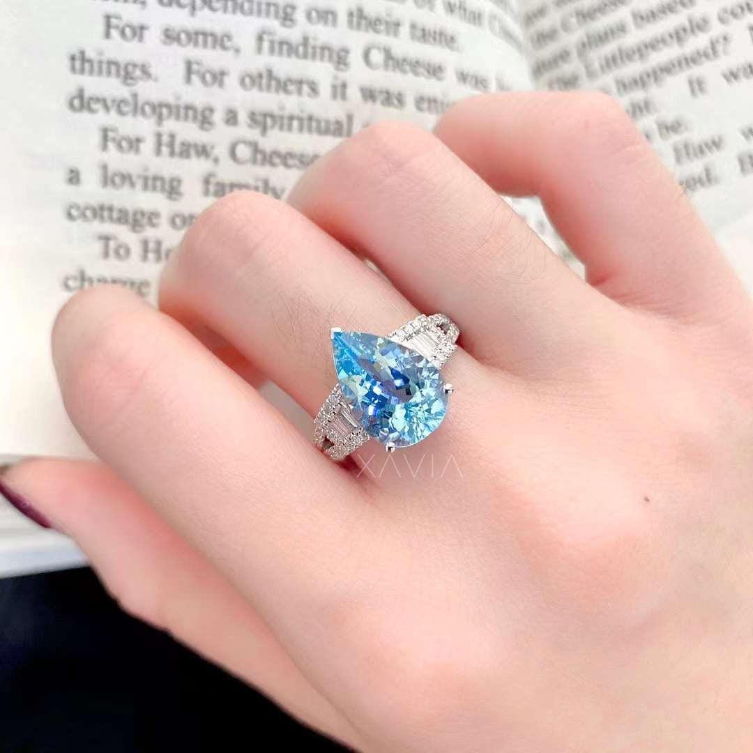 Fancy Blue Pear Lab Grown Diamond Ring - Handmade Silver - Etsy