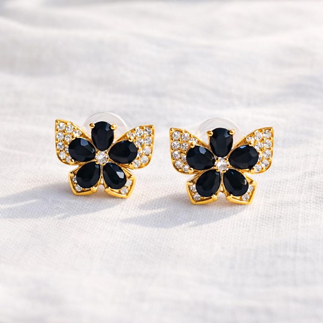 CZ Floral Stud Earrings | Dainty Flower Crystal Studs | Everyday ...