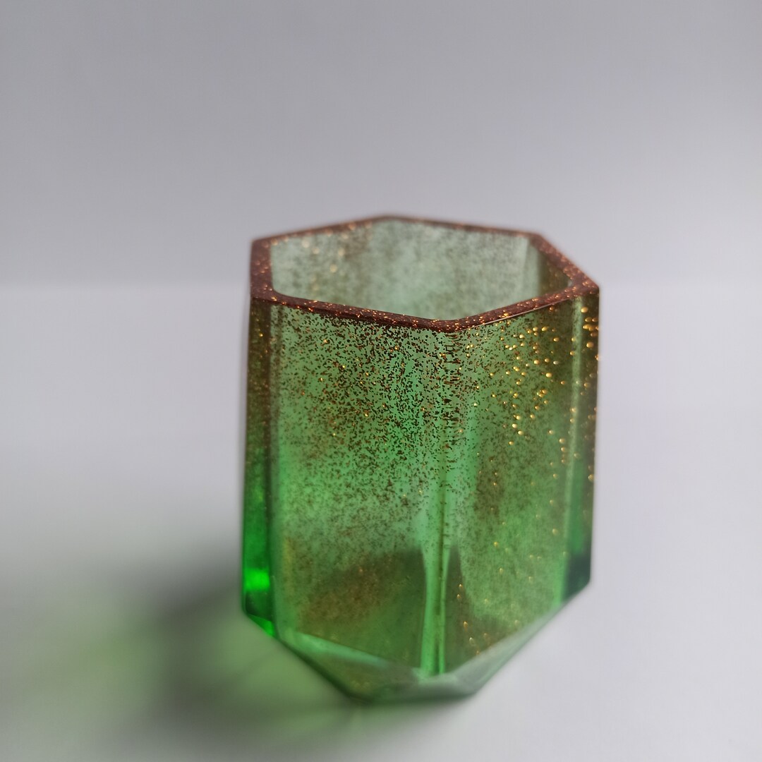 Hexagonal Container, Height 7 Cm, Green Colour - Etsy