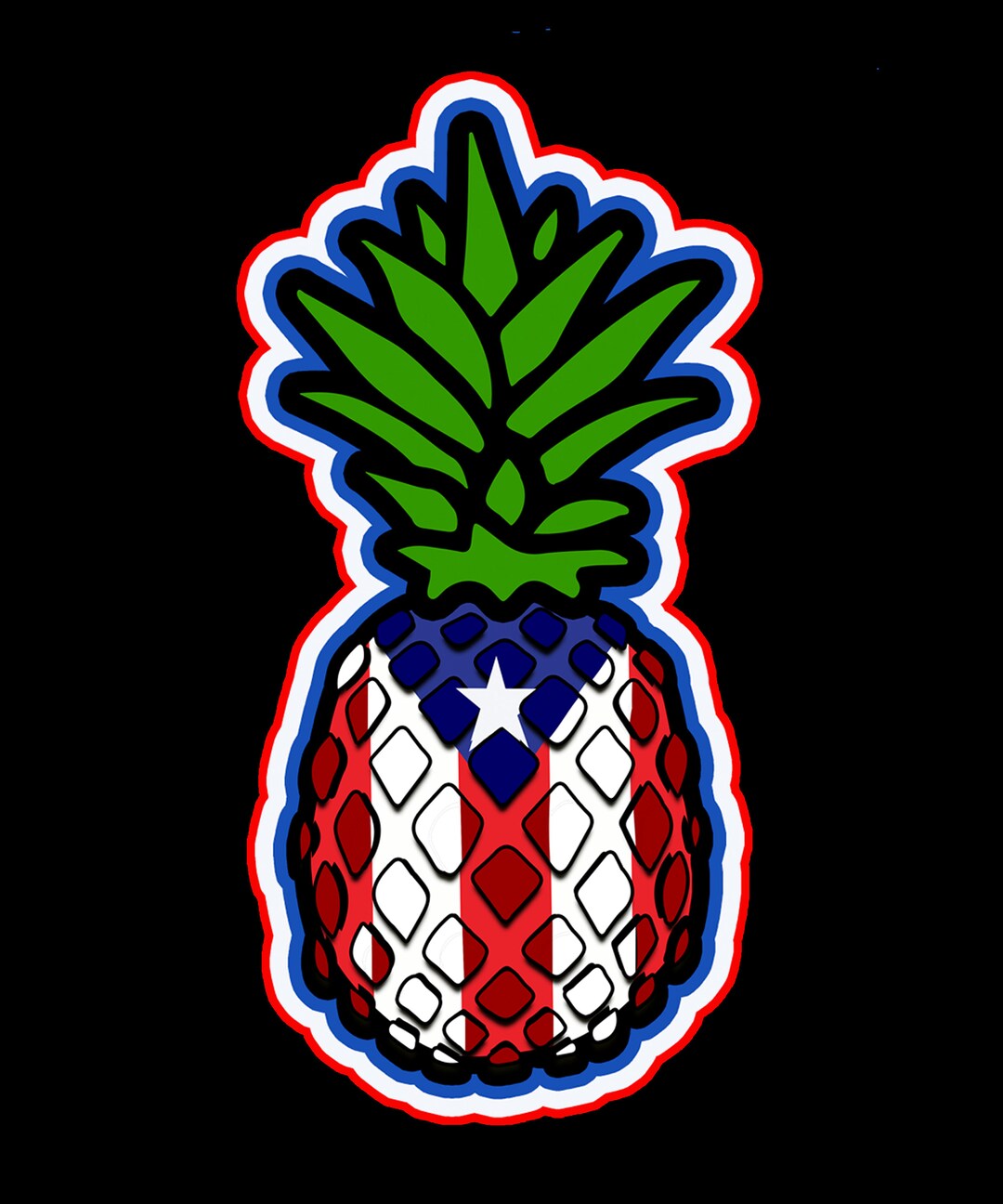 Pineapple Puerto Rico Flag PNG, Boricua Sublimation Design, Graffiti ...