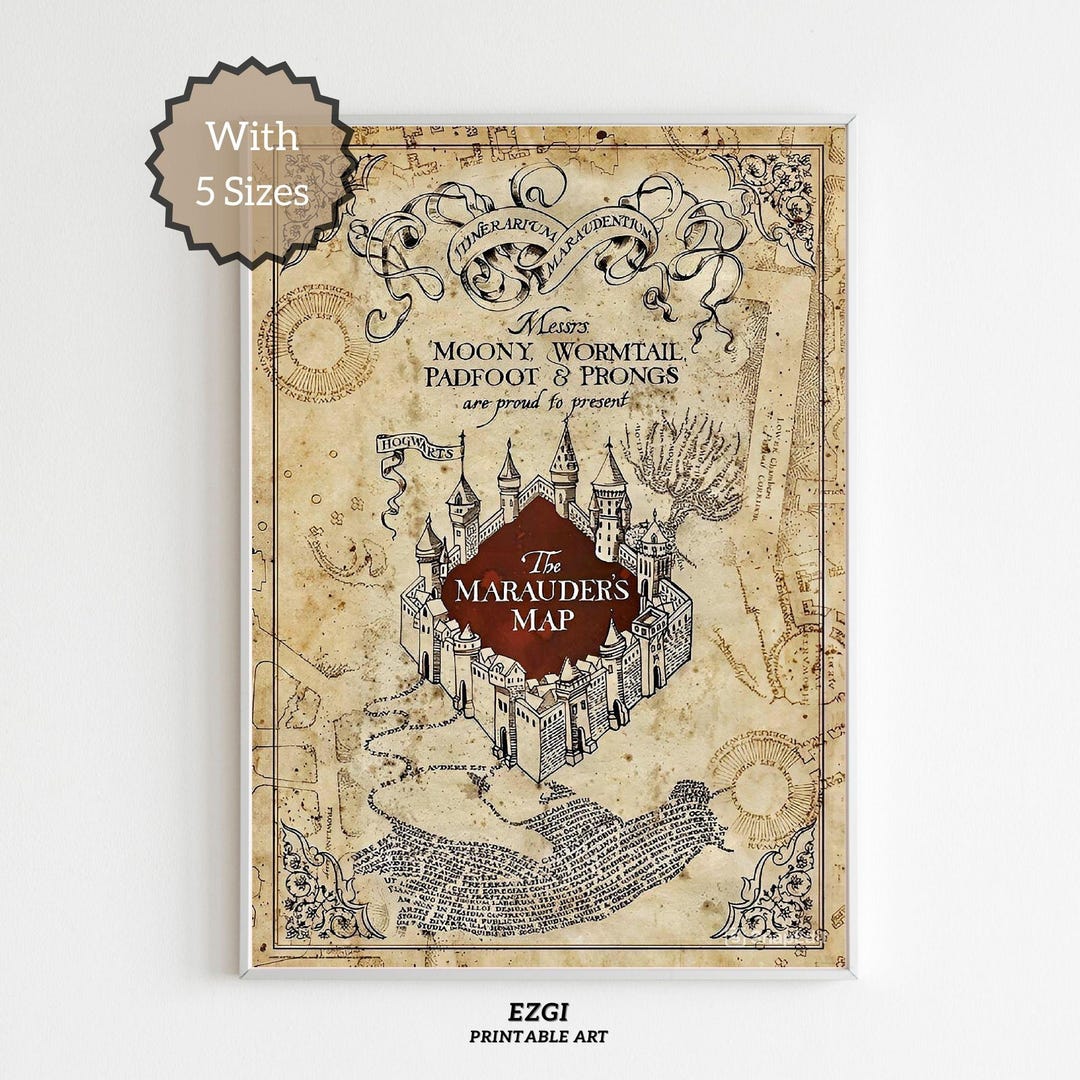 The Marauder's Map HP Digital Print Fantasy Map Canvas Wizarding World ...