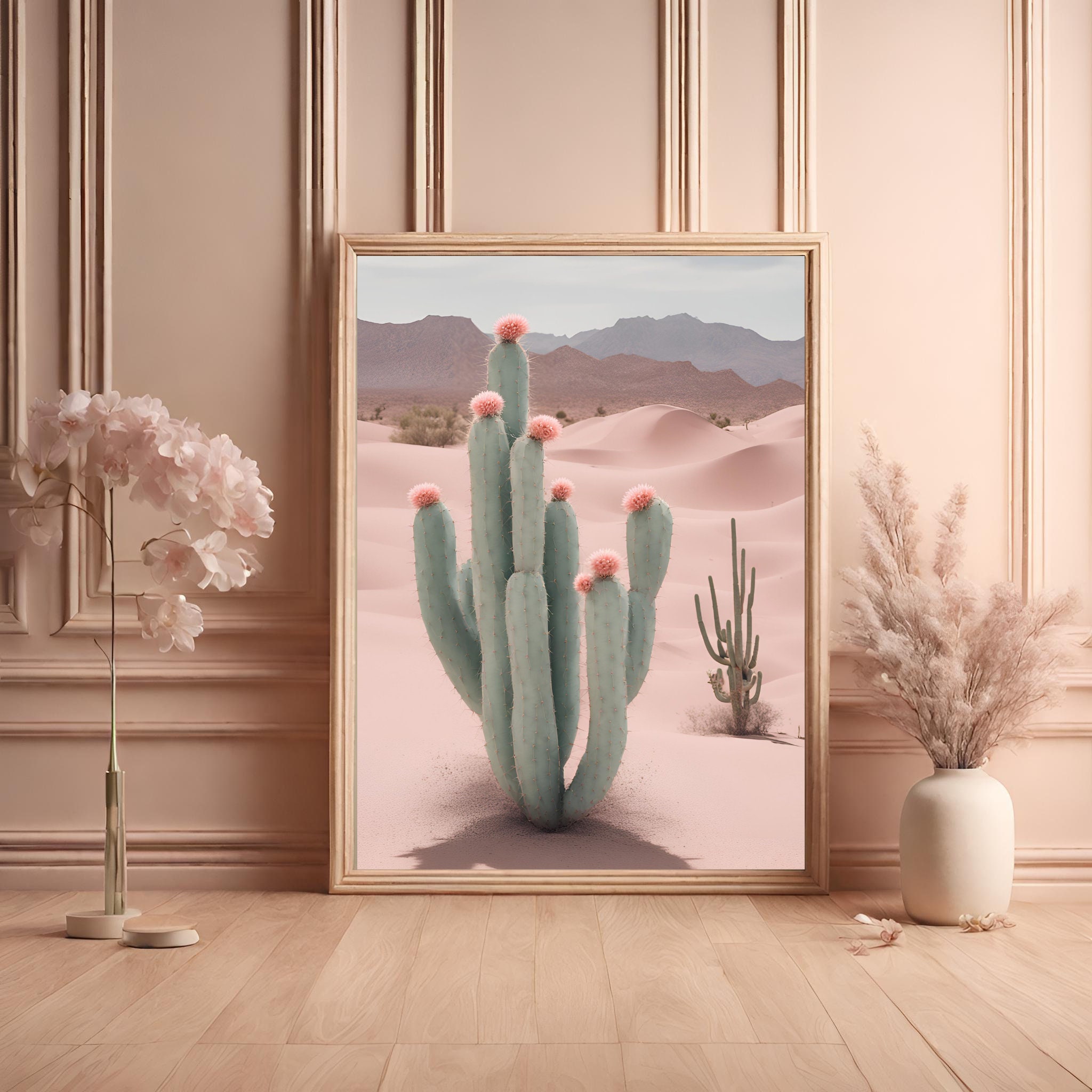 Pink Desert Cactus Print / Printable Pastel Wall Art / Botanical Home ...