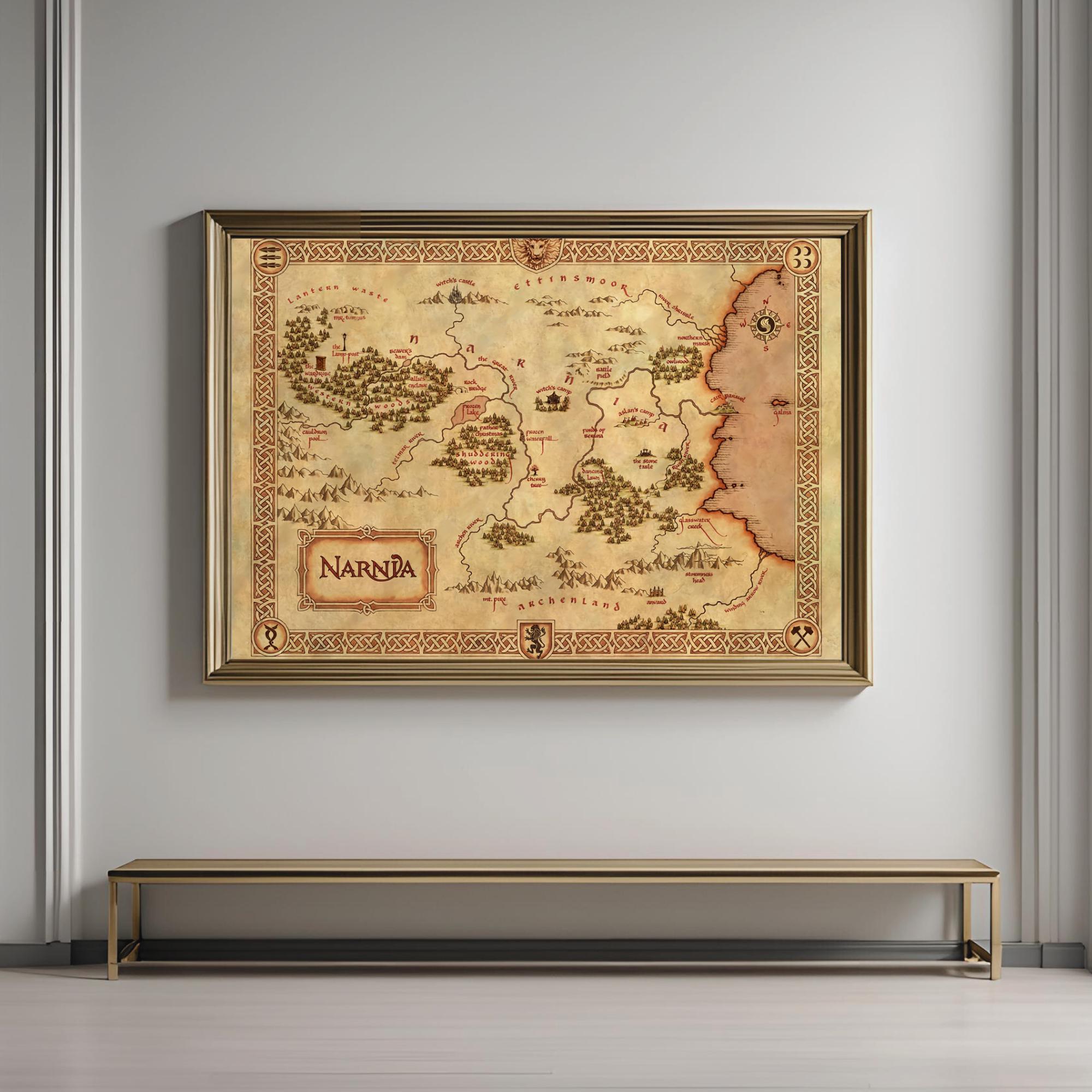 The Lion, the Witch and the Wardrobe Digital Print | Fantasy Map Canvas ...