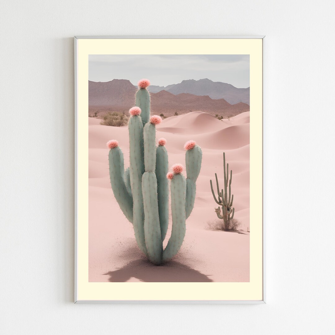 Pink Desert Cactus Print / Printable Pastel Wall Art / Botanical Home ...
