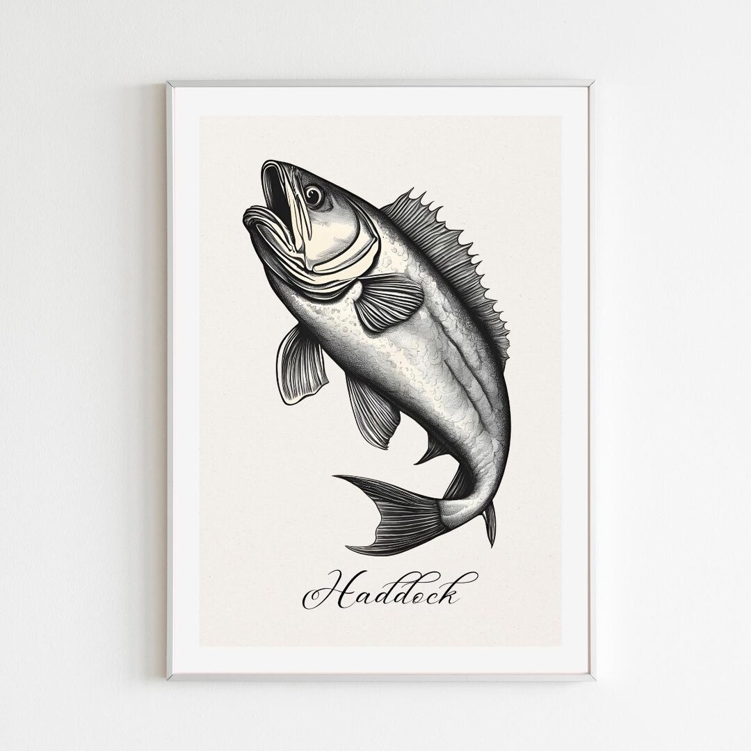 Haddock Fish Print | Sea Creature Kitchen Poster | Printable Wall ...