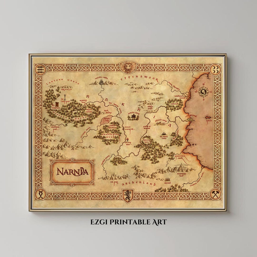 The Lion, the Witch and the Wardrobe Digital Print | Fantasy Map Canvas ...