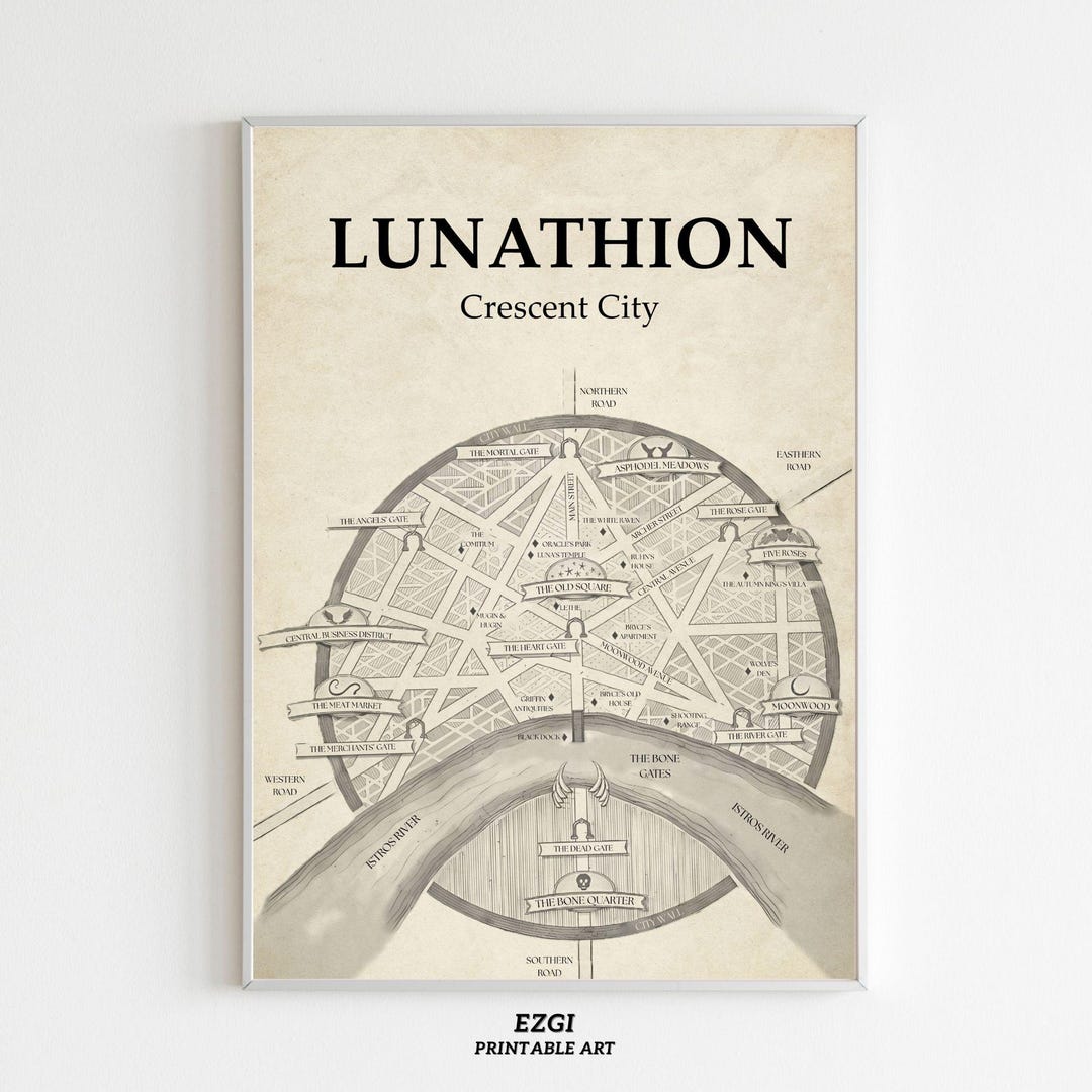 Lunathion: Crescent City Map | Sarah J. Maas Book Digital Print ...