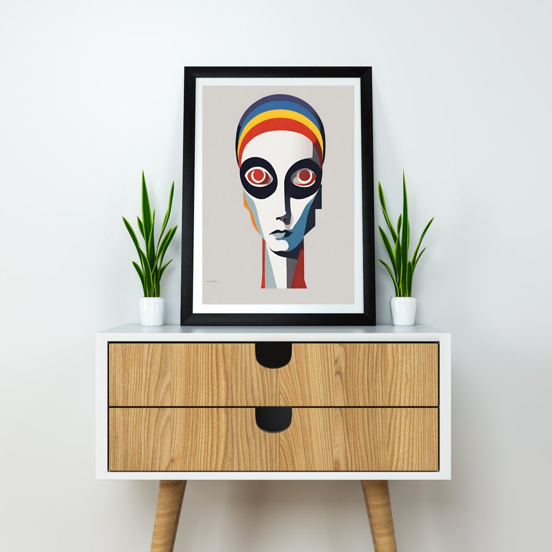 Bauhaus Minimalist Portrait Home Decor, Retro Wall Art, Abstract ...