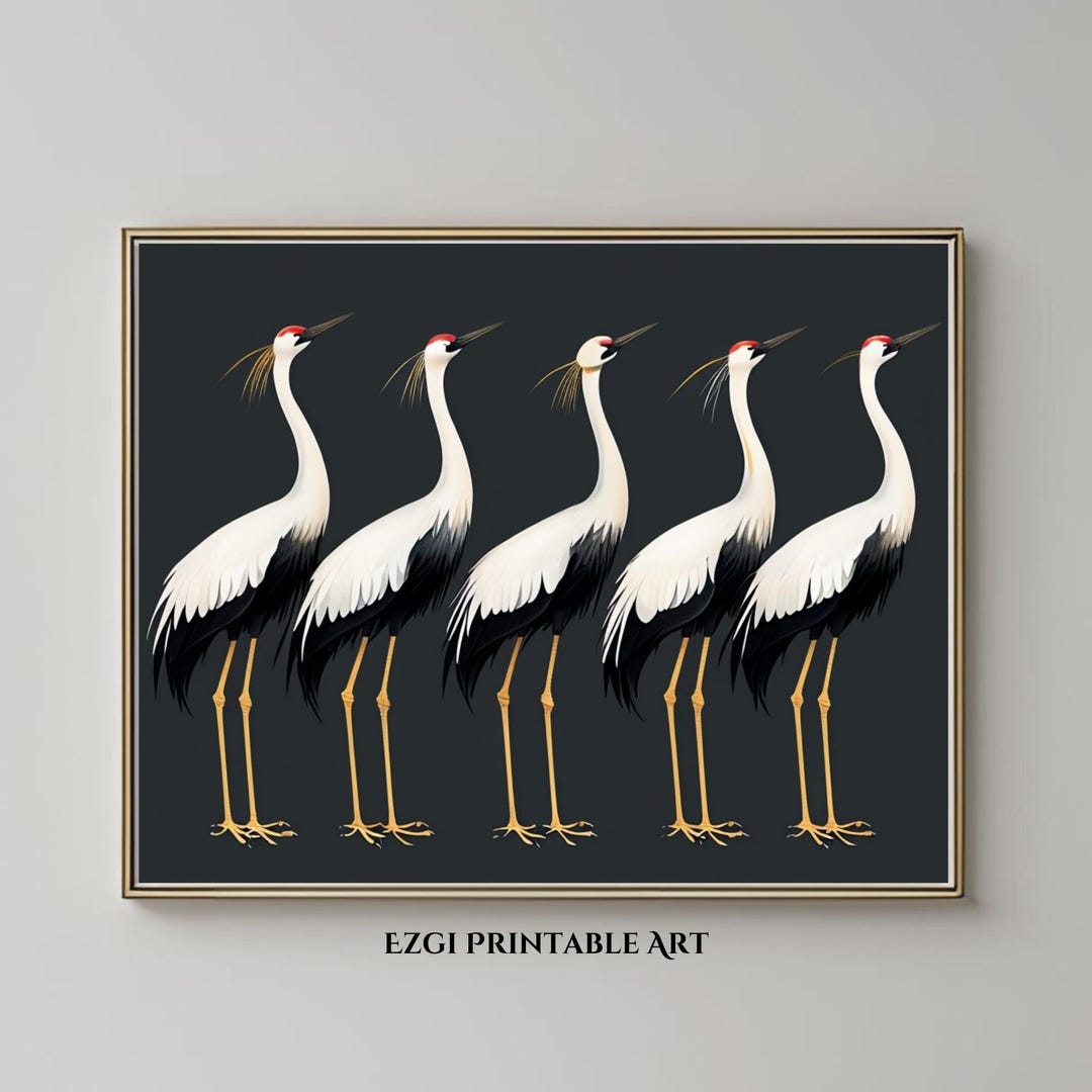 Five White Cranes Art Print | John Audubon Poster | Vintage Crane ...