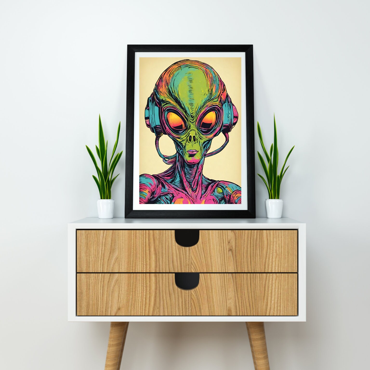Celestial Poster: Retro Alien Wall Art, Vintage Sci Fi Portrait ...