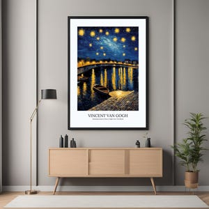 Set of 2 Van Gogh Starry Night Wall Art | Starry Night Over the Rhone ...