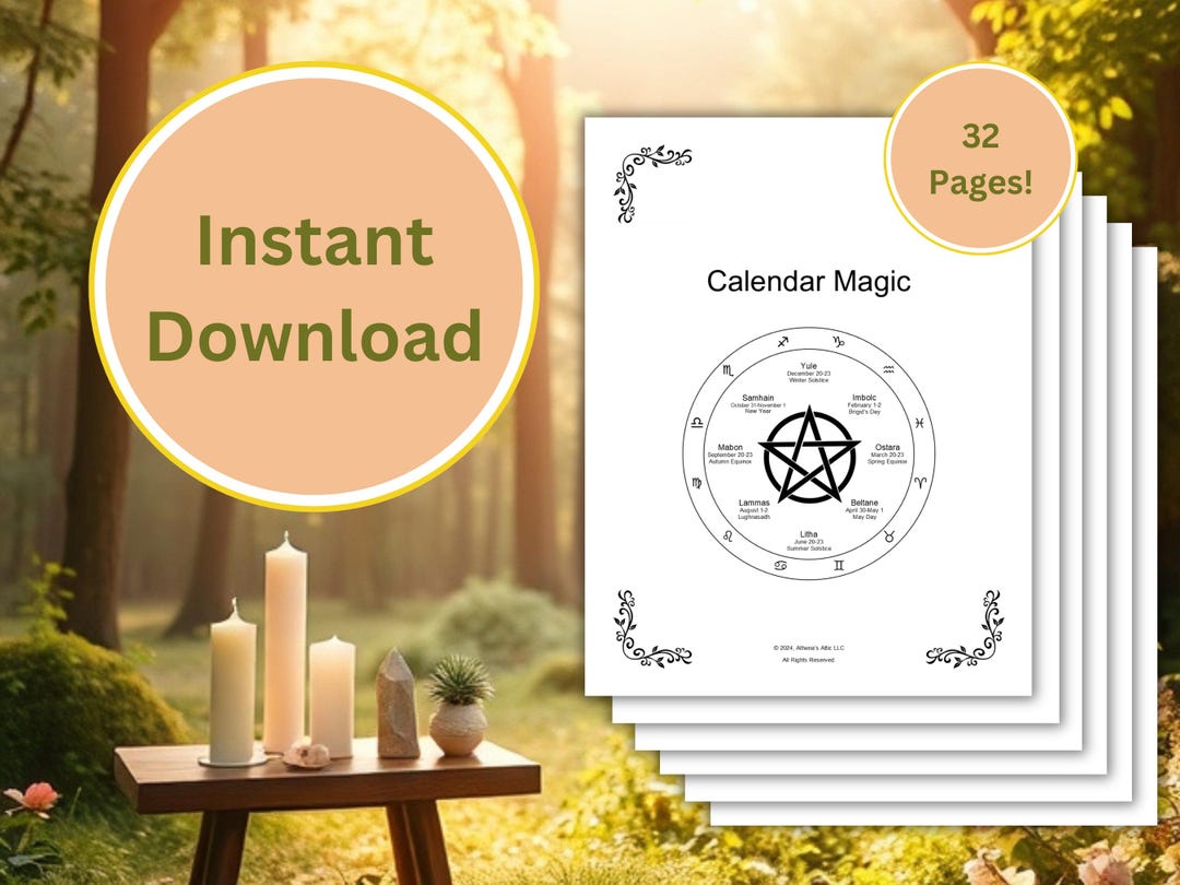 Calendar Magic Book of Shadow Wheel of the Year, Zodiac, Moon Phases ...