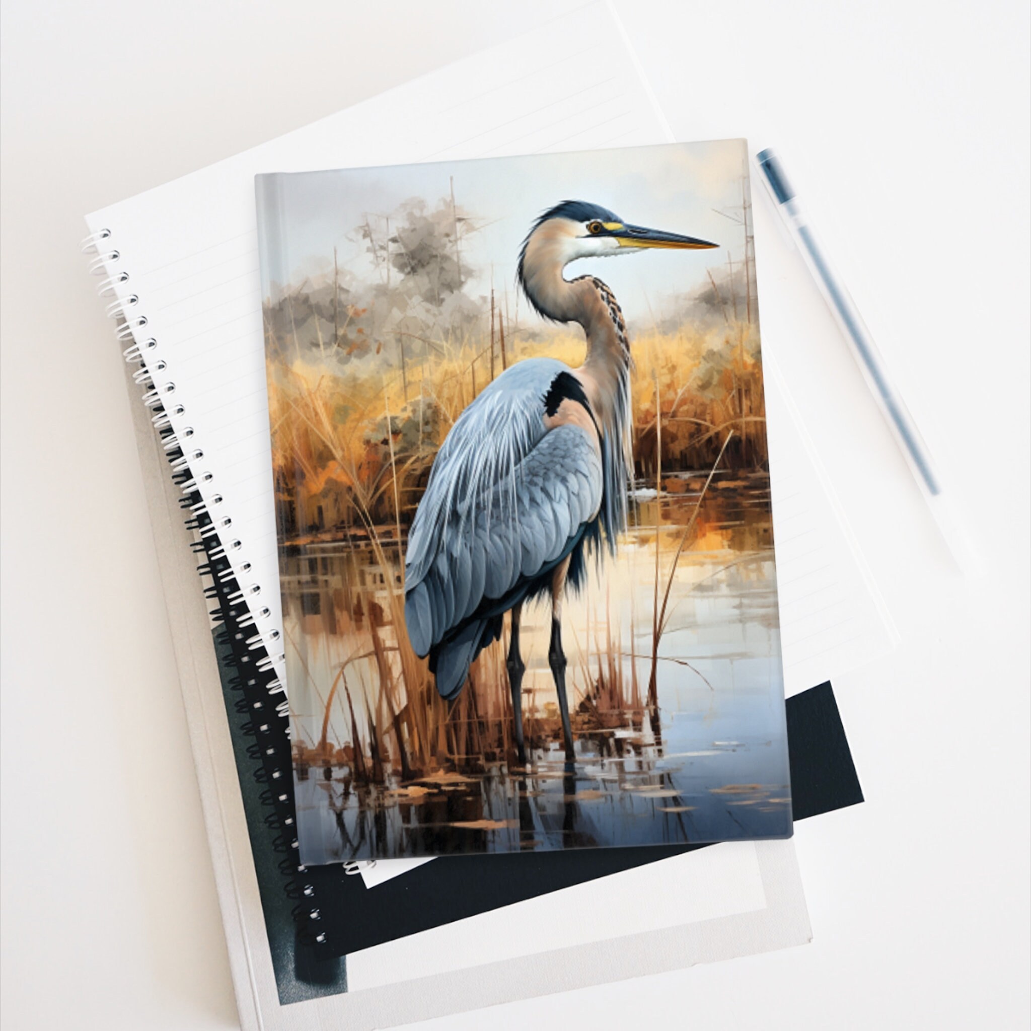 Great Blue Heron Journal Marsh Scene Notebook Gift for Her - Etsy