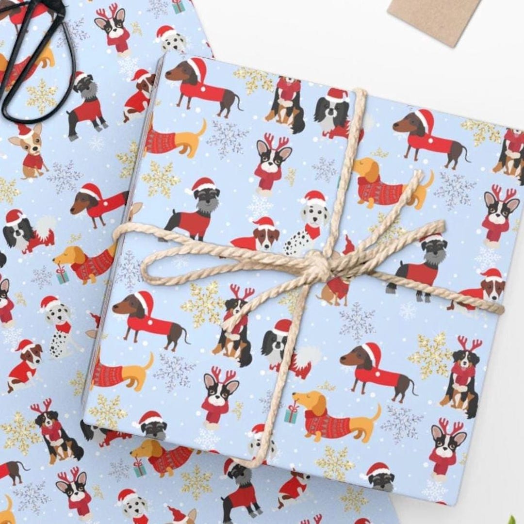 Christmas Dogs Wrapping Paper Christmas Dog Breeds Bringing Christmas ...