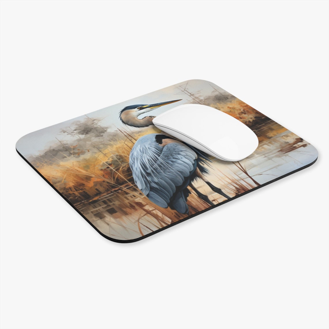 Nature Scene Mousepad Great Blue Heron Mousepad Unique Mousepad for ...